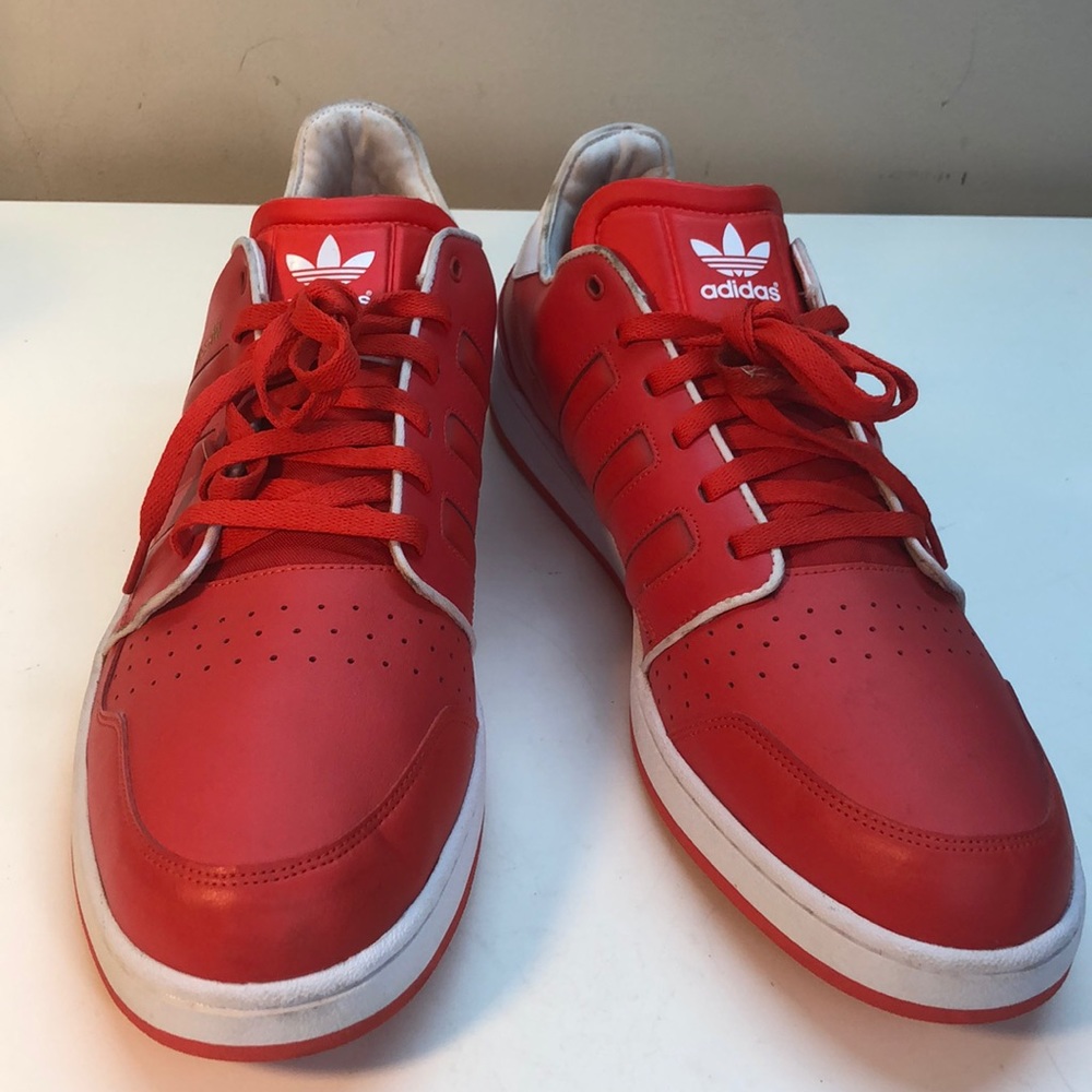 Adidas Red & White Leather Sneakers Size 18 - Gem